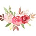 Fall Bouquet Clipart - Rusty Rose Clip Art, Floral Watercolor Clipart ...