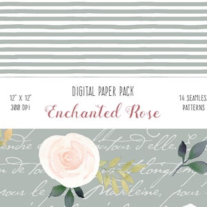 Digital Paper Pack - Enchanted Rose1, Browns, Pinks, Grey, Roses ...