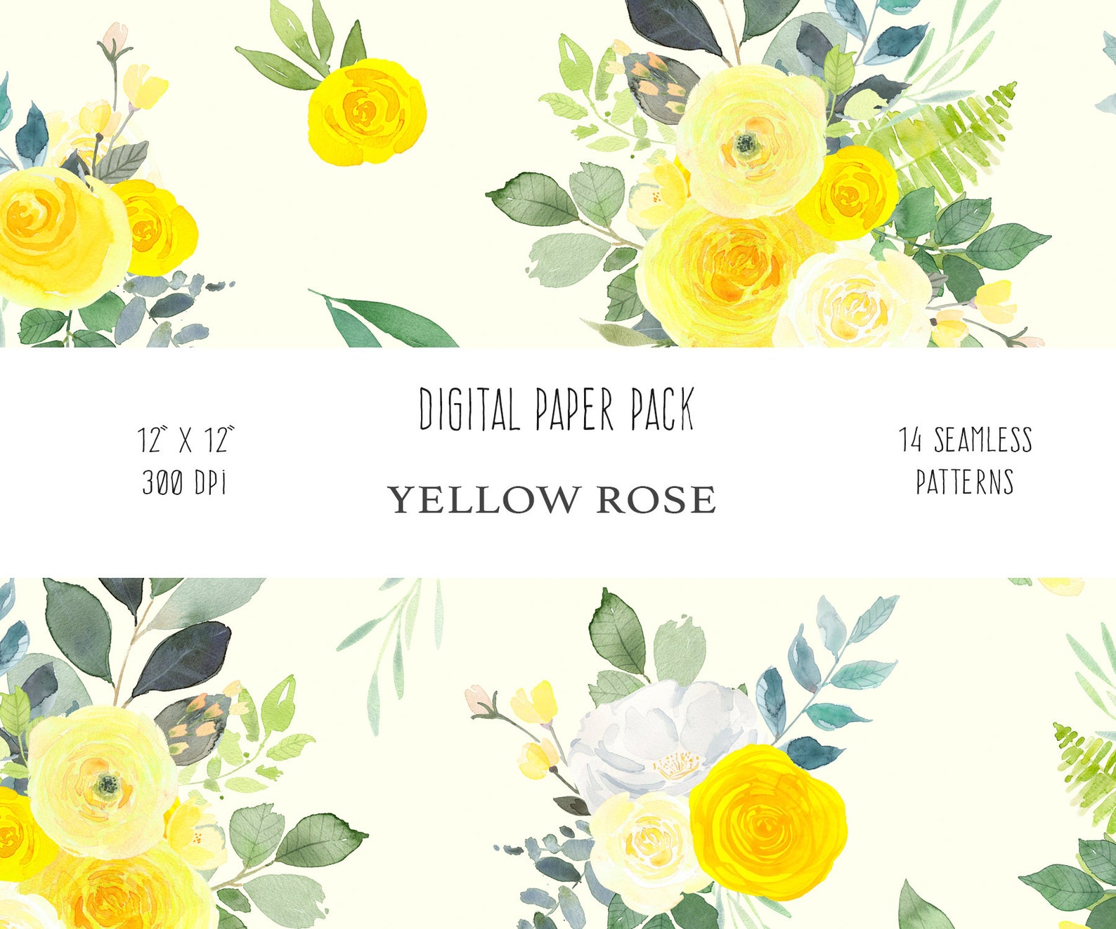 Digital Paper Floral Digital Paper Yellow Rose Repeat - Etsy