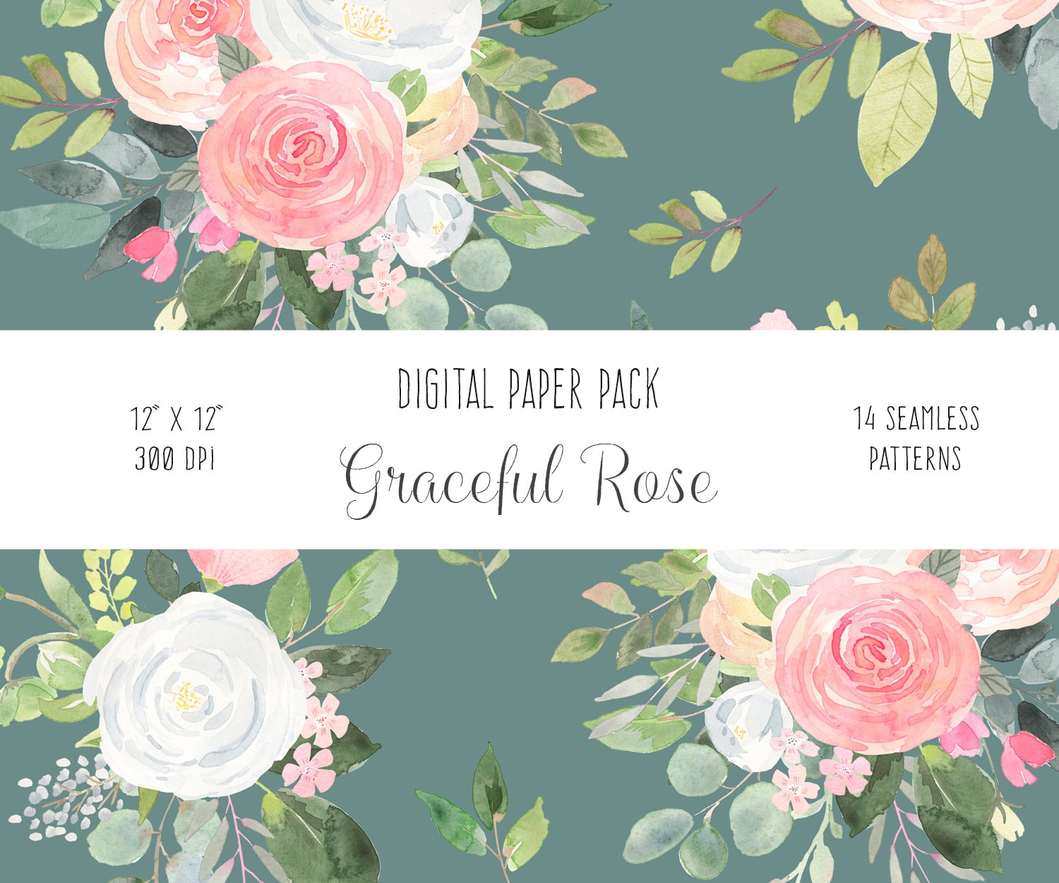 Digital Floral Paper Pack 14 Seamless Patterns of Pink and - Etsy UK