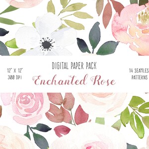 Digital Paper Pack - Enchanted Rose1, Browns, Pinks, Grey, Roses ...