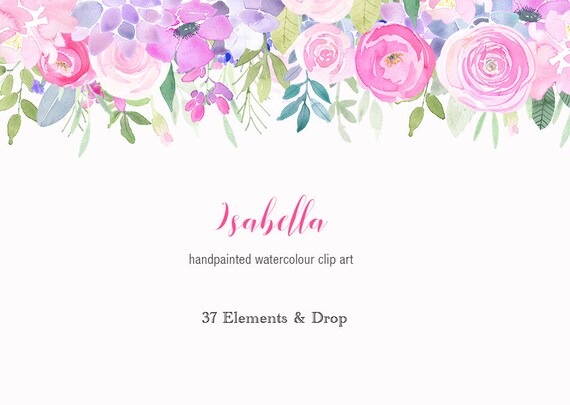 Floral Clip Art Watercolor Flower Drop Pink Succulents - Etsy
