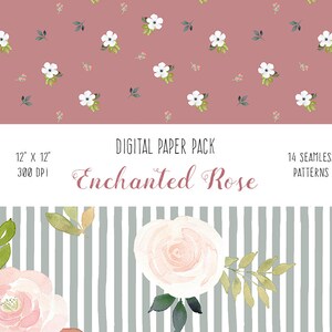 Digital Paper Pack - Enchanted Rose1, Browns, Pinks, Grey, Roses ...
