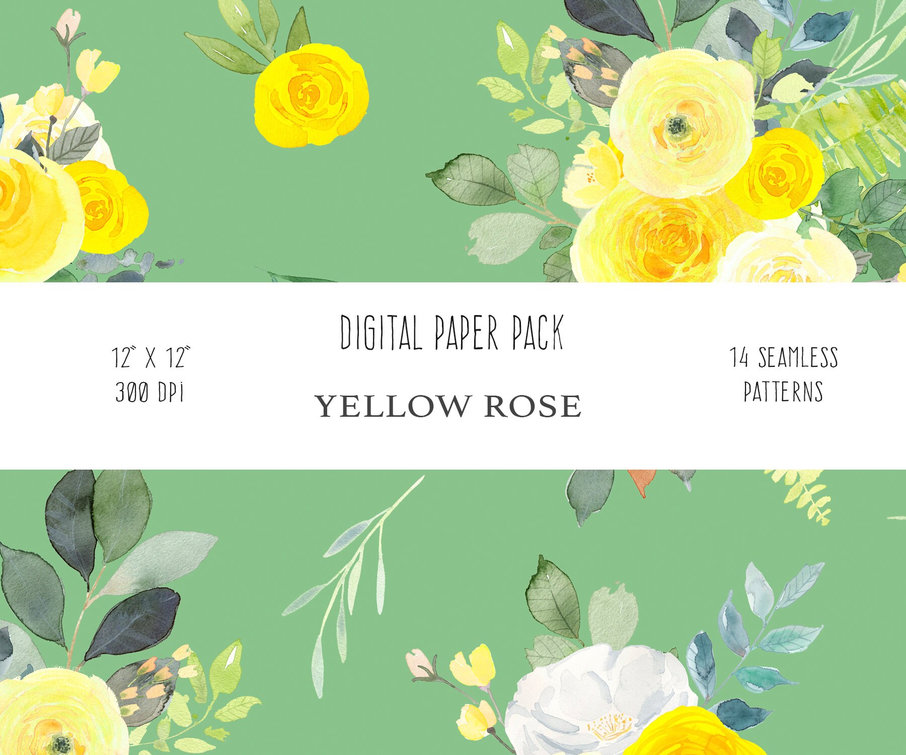 Digital Paper Floral Digital Paper Yellow Rose Repeat - Etsy