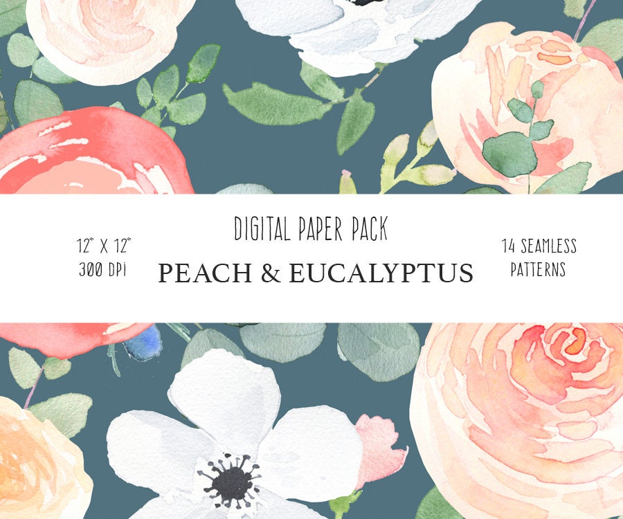 Floral Digital Paper Watercolor Floral Background Floral - Etsy
