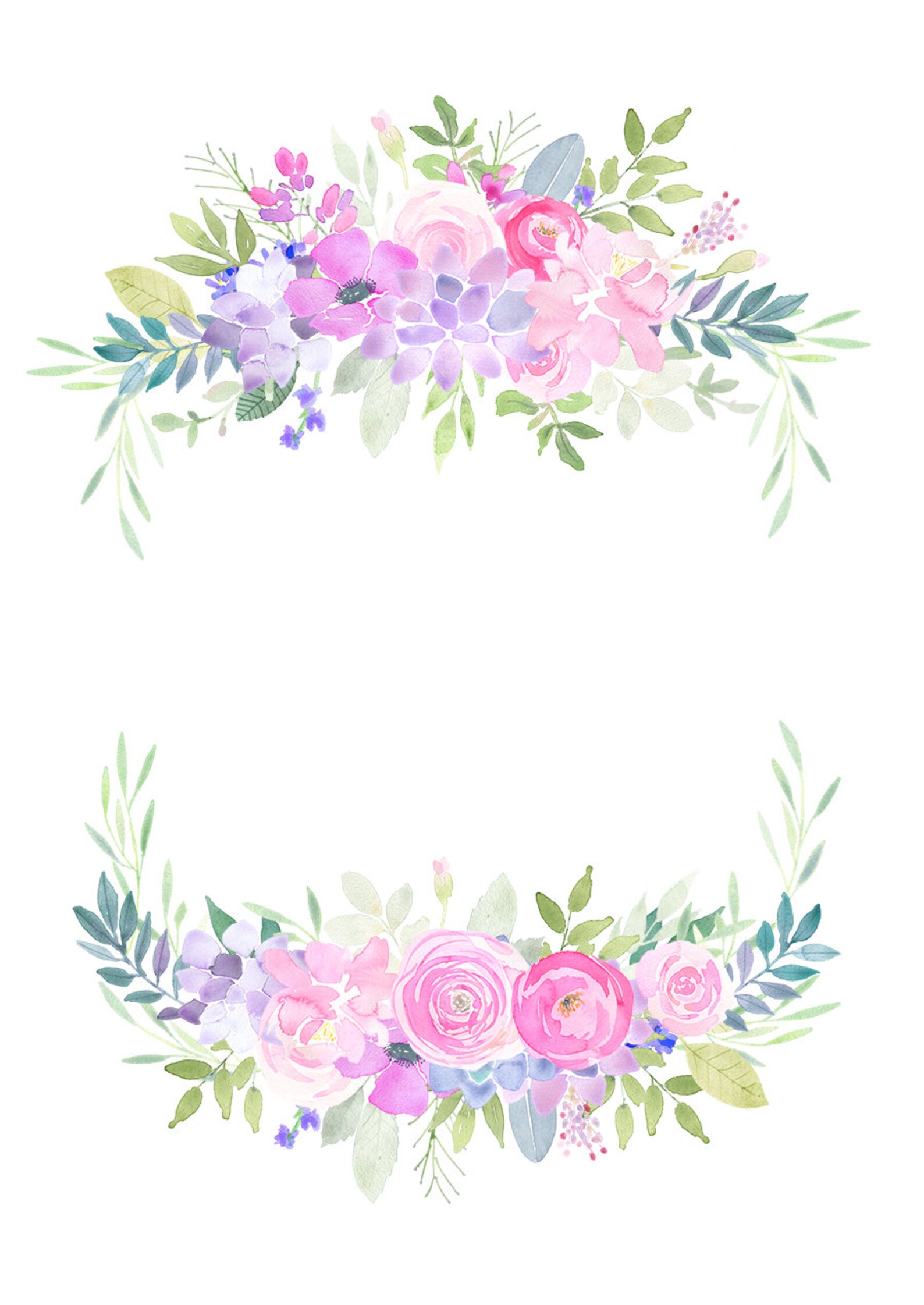 Watercolor Floral Clipart Flower Frame Clip Art Succulents | Etsy