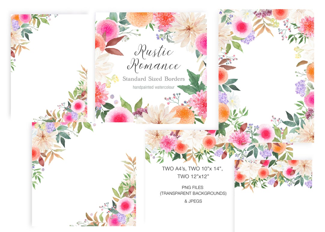 Rustic Floral Border Template, Standard Sized Template, DIY Wedding ...