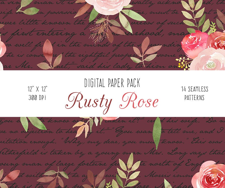 Digital Paper Watercolor flowers Repeat Floral Pattern | Etsy