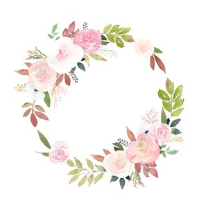 Autumn Rose Wreath Clipart - Watercolor Clipart, Clipart for Autumn ...
