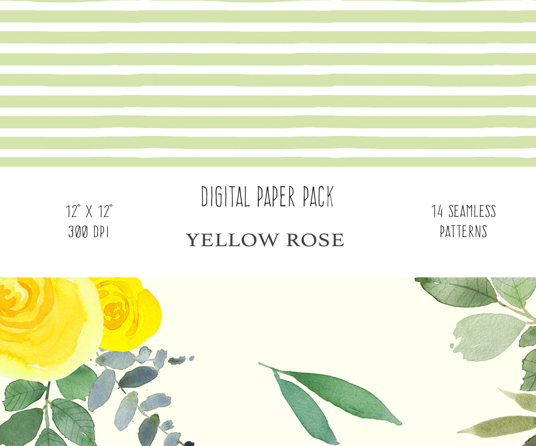 Digital Paper Floral Digital Paper Yellow Rose Repeat - Etsy