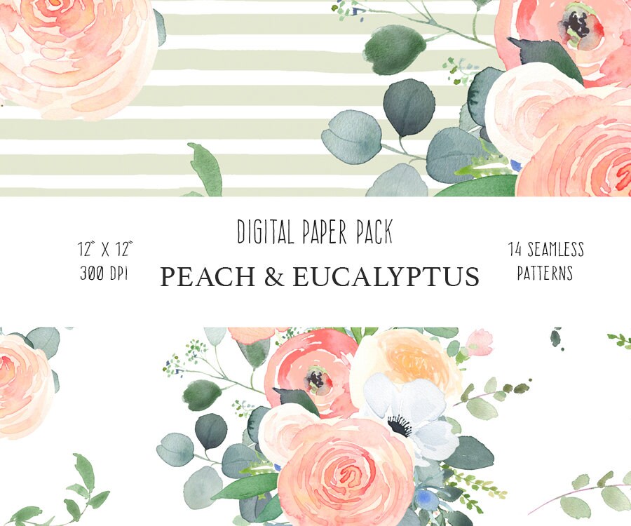 Floral Digital Paper Watercolor Floral Background Floral - Etsy