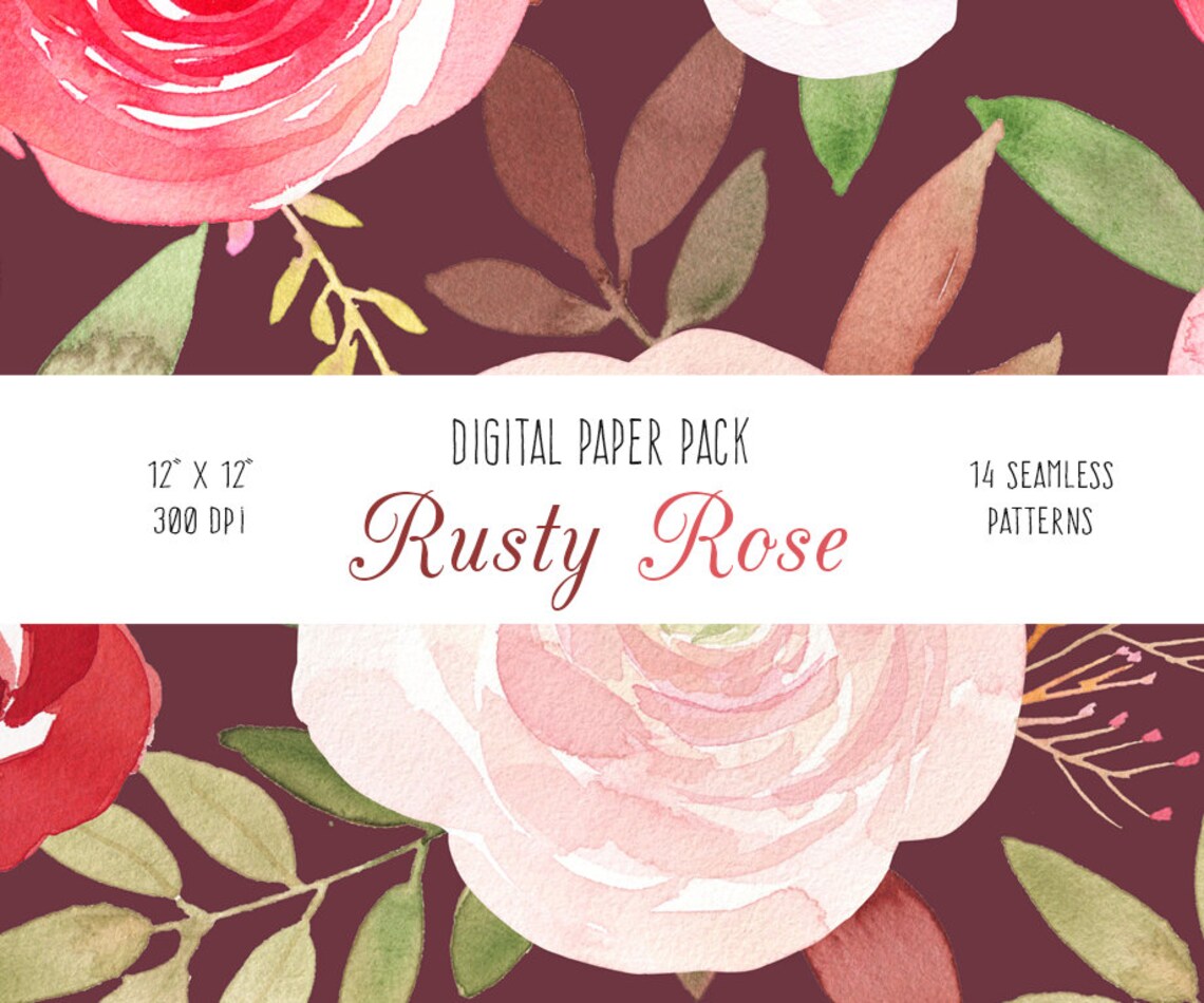 Digital Paper Watercolor flowers Repeat Floral Pattern | Etsy