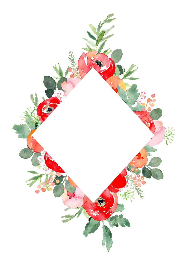 Winter Red Flower Clipart Frames Floral Frames Clipart | Etsy