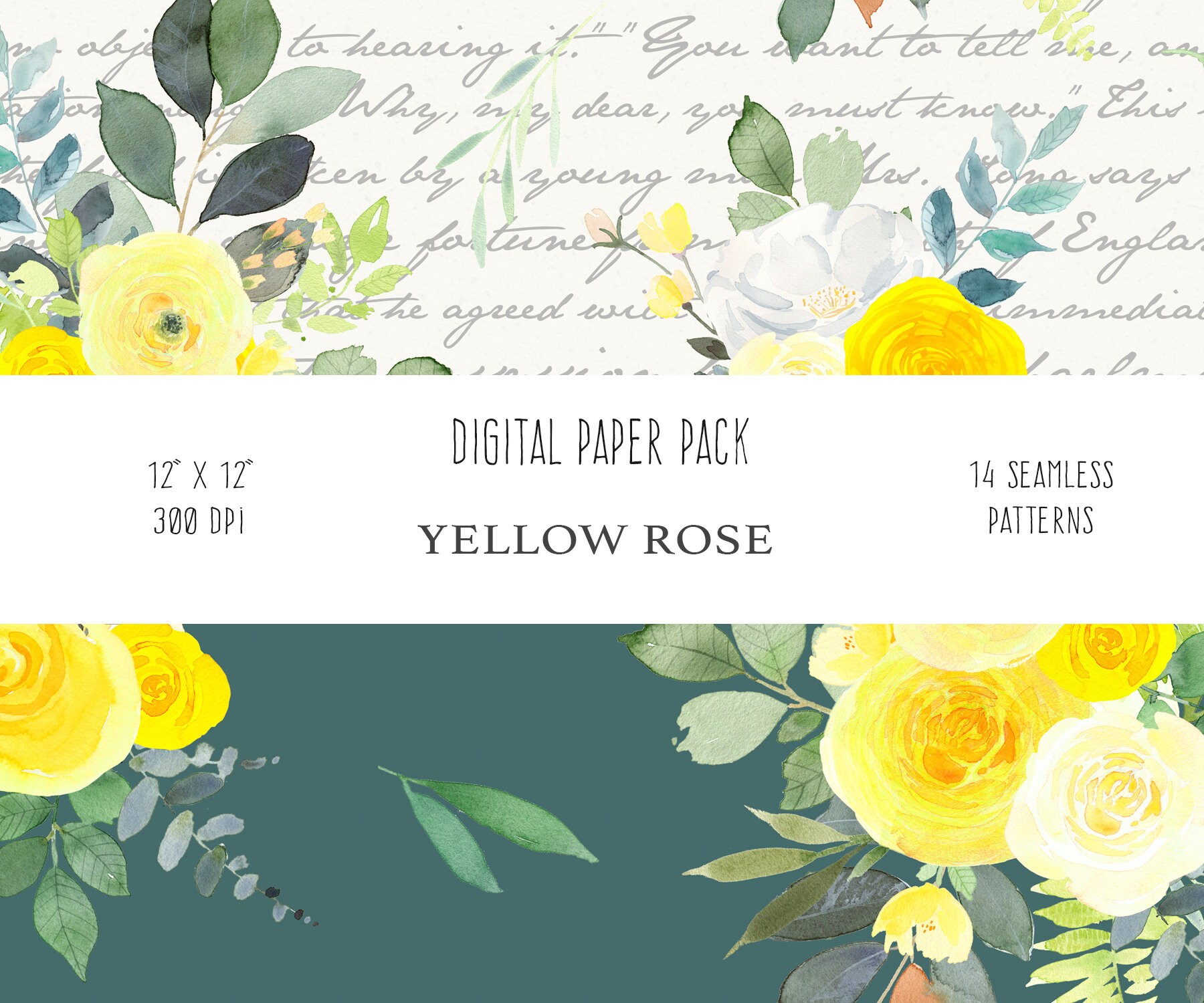 Digital Paper Floral Digital Paper Yellow Rose Repeat - Etsy