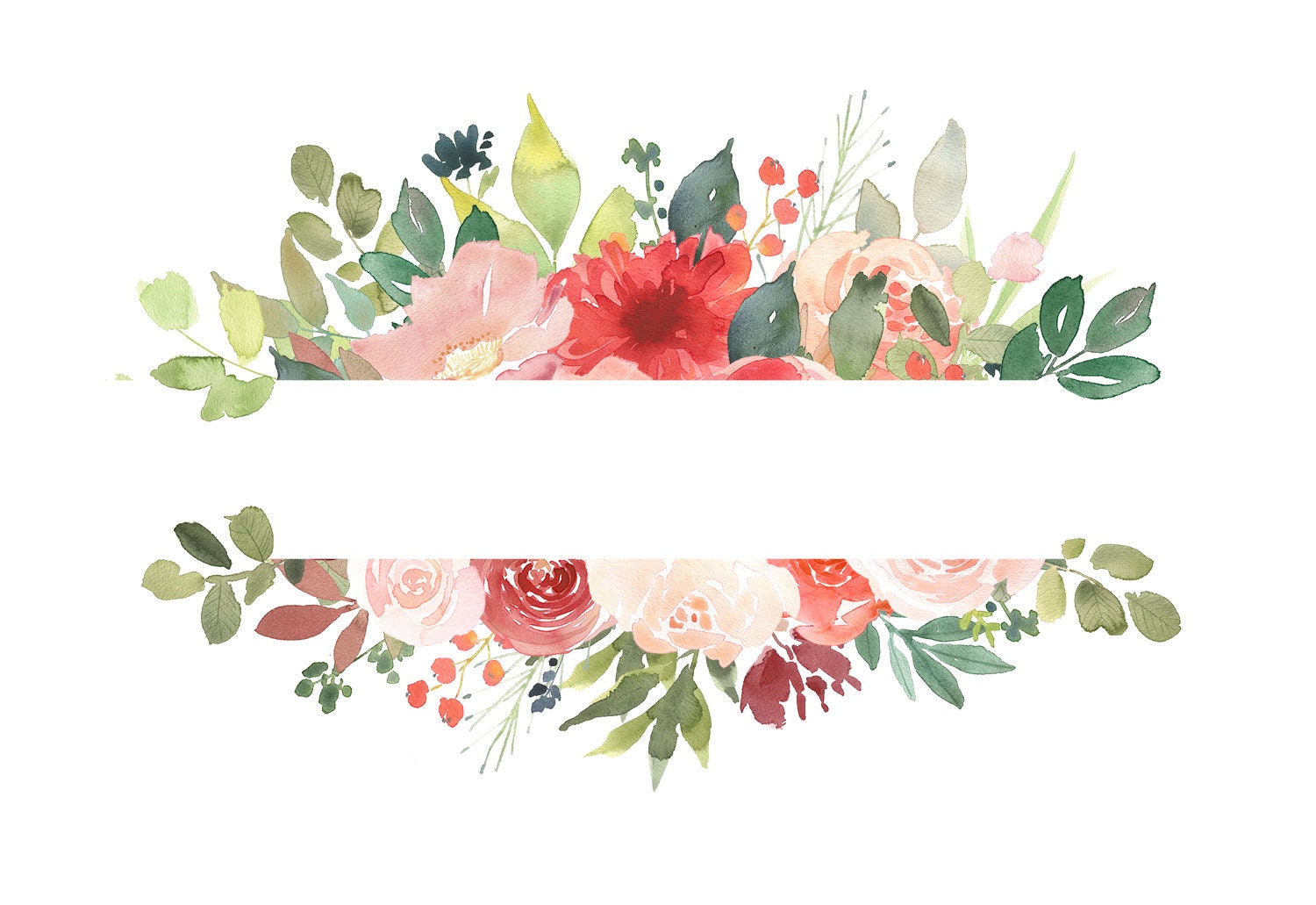 Watercolor Flower Frames Clipart Flower Border Clipart | Etsy