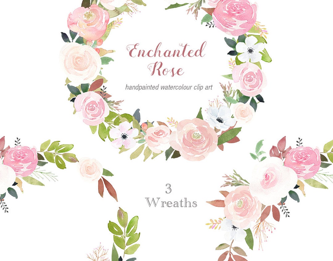 Autumn Rose Wreath Clipart - Watercolor Clipart, Clipart for Autumn ...