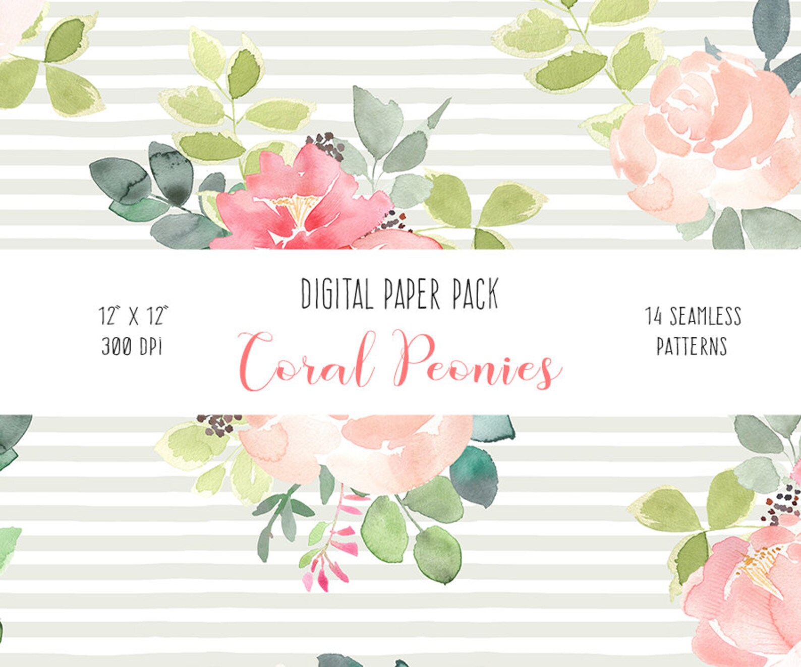 Peonies Digital Floral Paper Peony Flower Seamless Pattern - Etsy