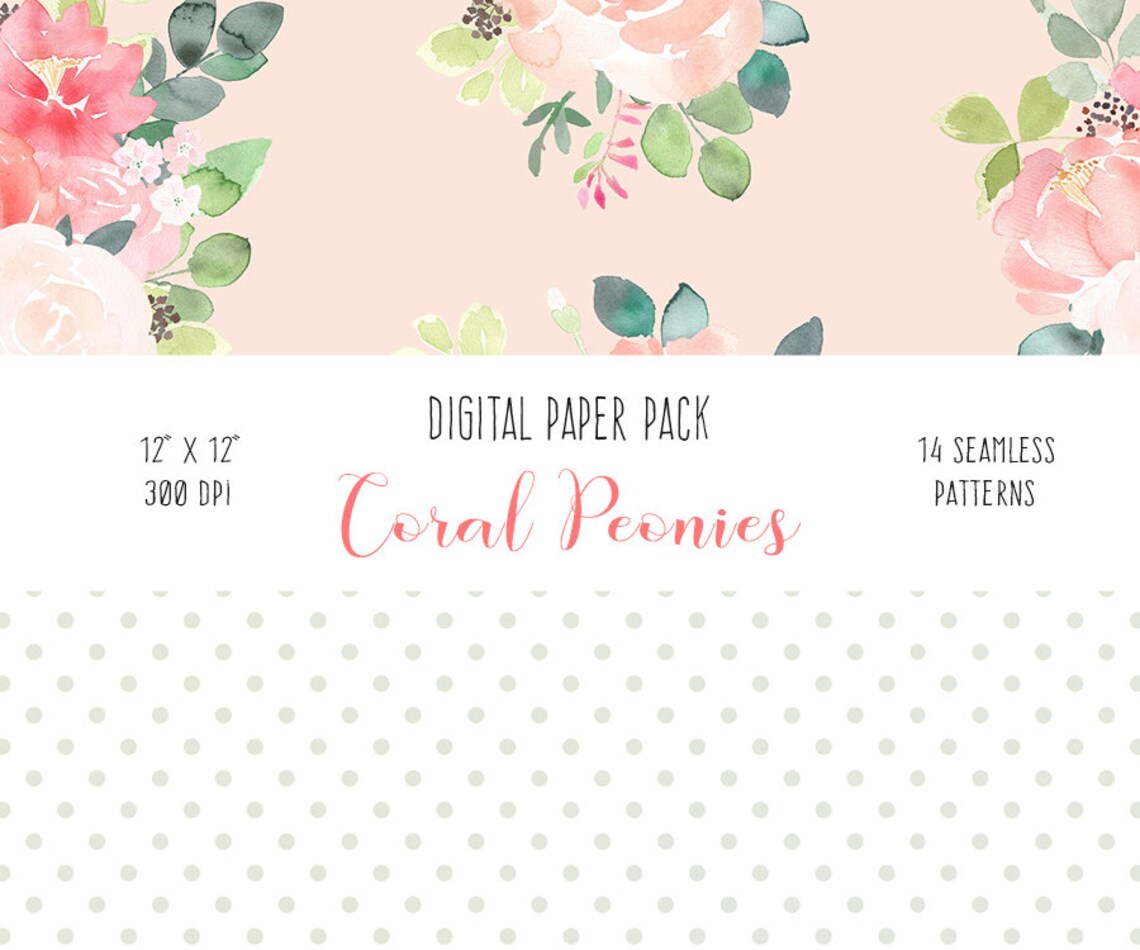 Peonies Digital Floral Paper Peony Flower Seamless Pattern - Etsy