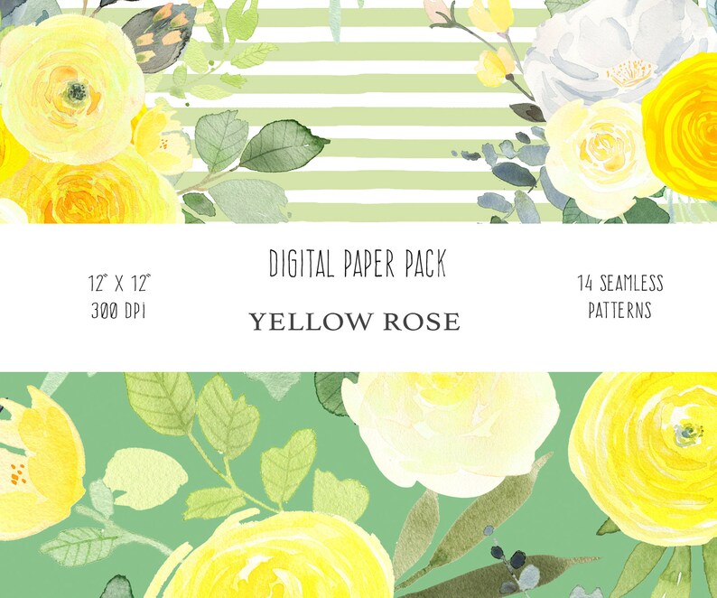 Digital Paper Floral Digital Paper Yellow Rose Repeat - Etsy