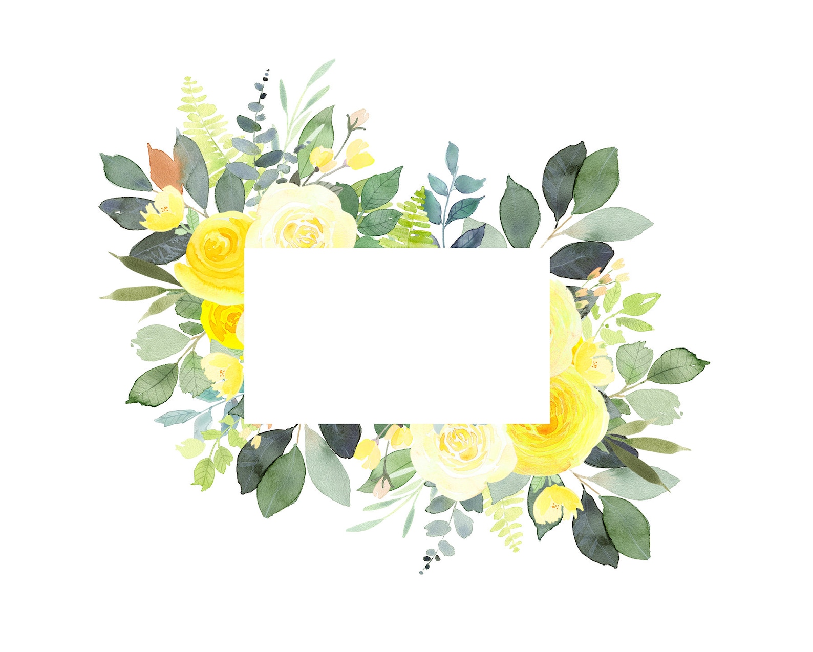 Yellow Rose Clip Art Watercolor Floral Frames for DIY - Etsy