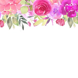 Pink Flower Watercolor Clipart Frames - Floral Clipart Borders ...