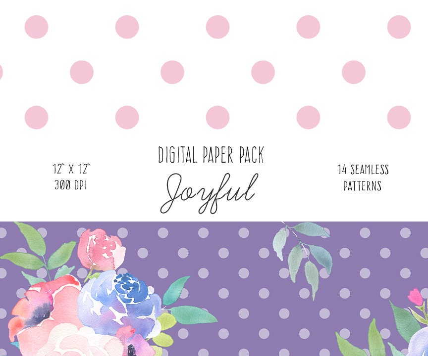 Floral Paper Download Repeat flower watercolor pattern pink | Etsy