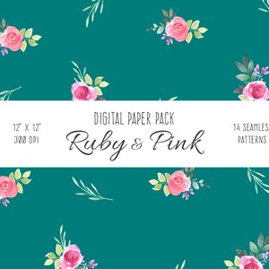 Floral Digital Paper - Ruby and Red Rose Watercolor Decoupage Download ...