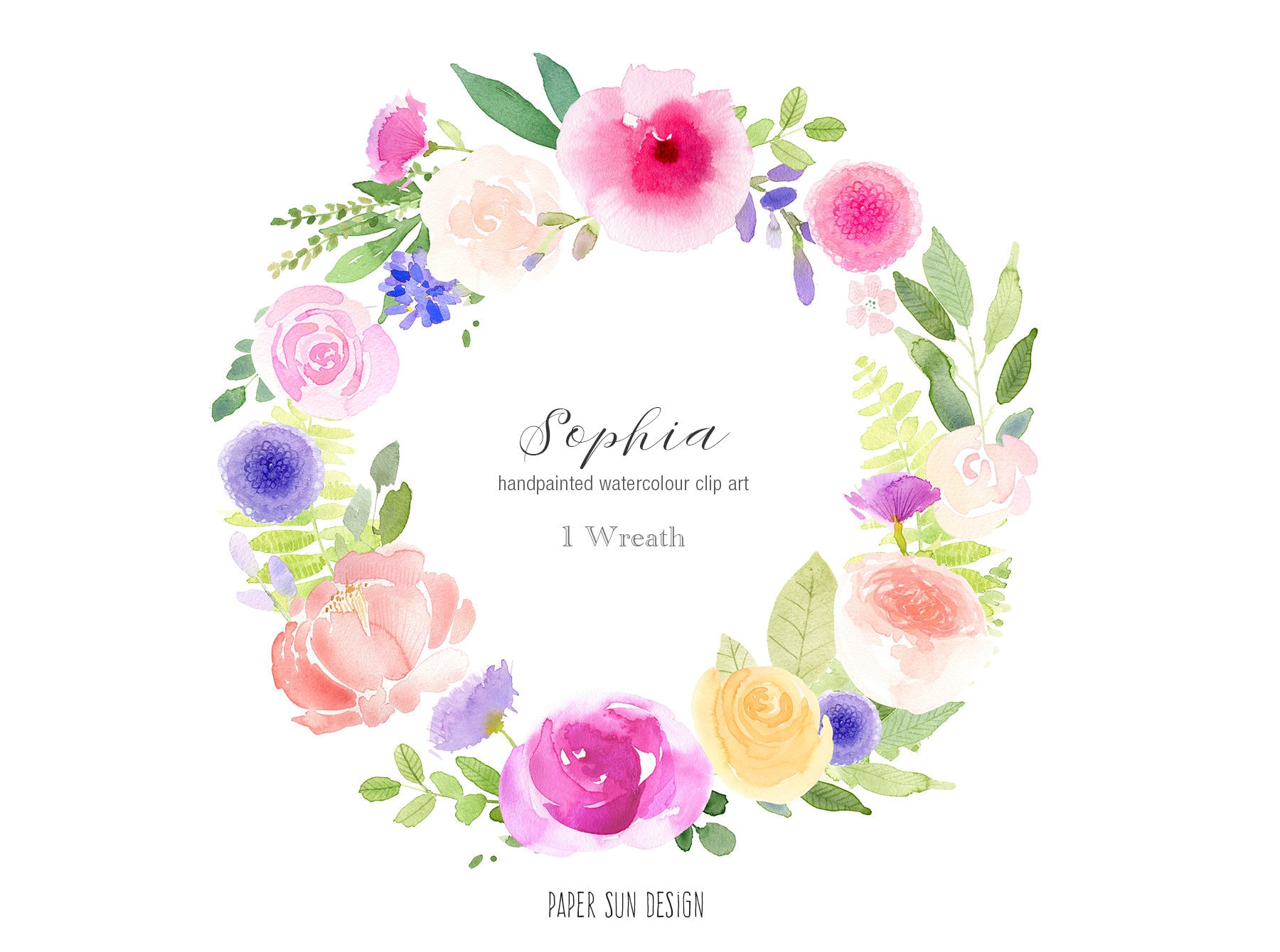 Spring Floral Wreath Clip Art Pink and Yellow Roses and - Etsy Denmark