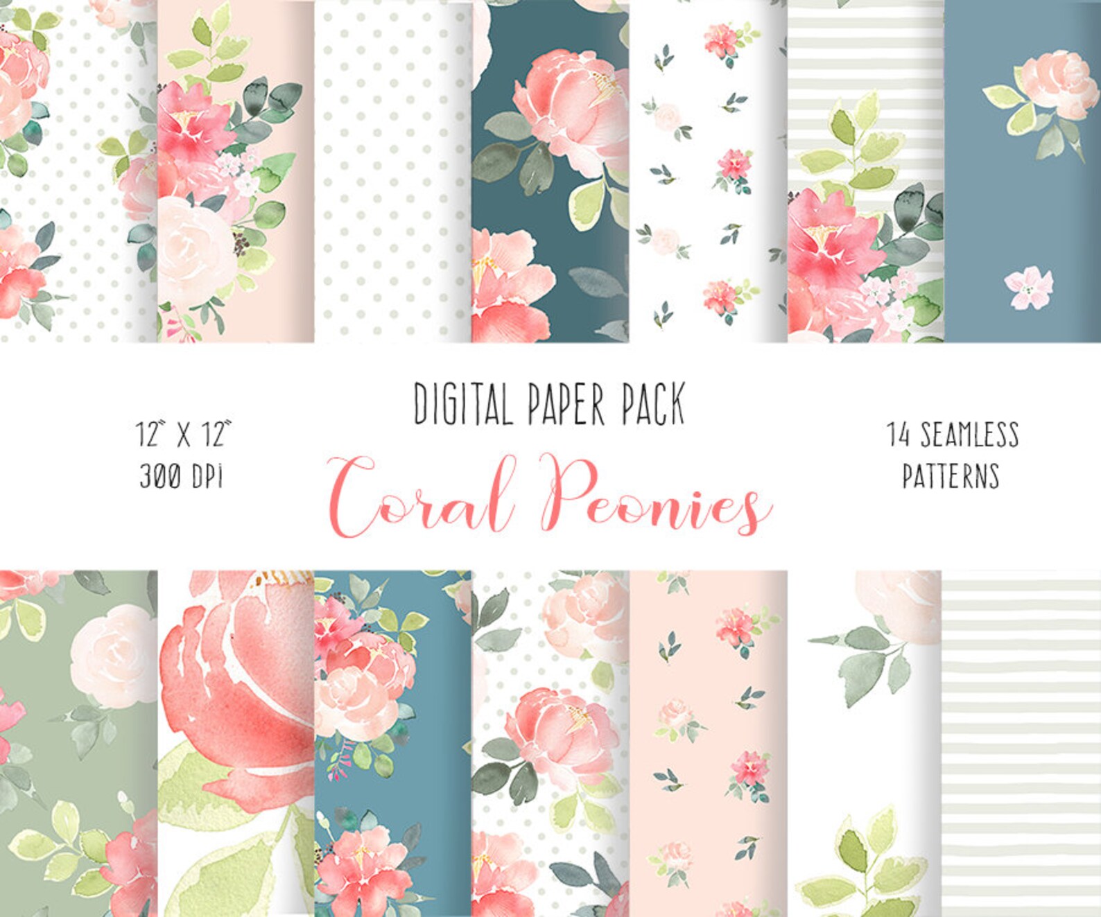 Peonies Digital Floral Paper Peony Flower Seamless Pattern - Etsy