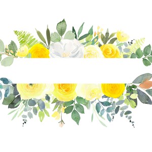Yellow Rose Clip Art - Watercolor Floral Frames for DIY Weddings, Baby ...