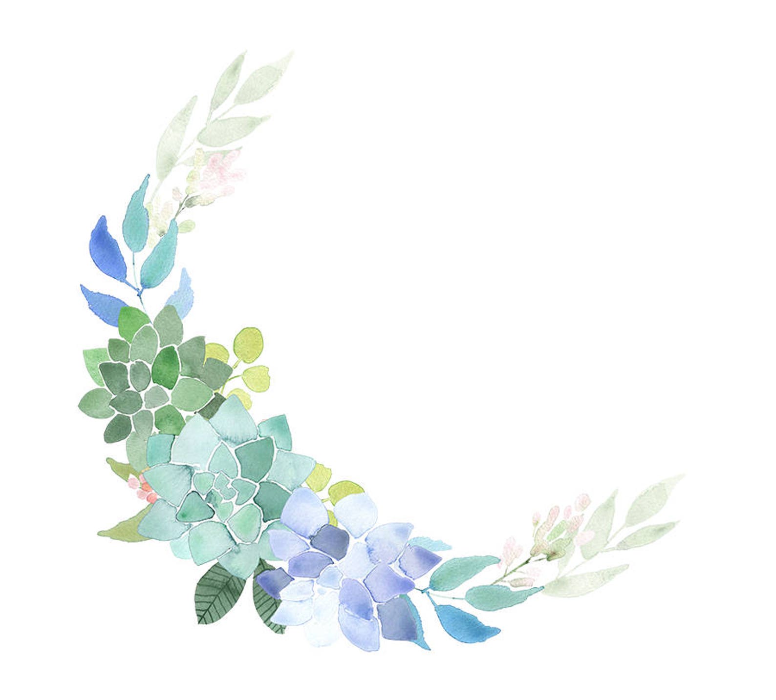 Succulents Wreath - Watercolor Clipart, Succulents Wedding Graphics ...