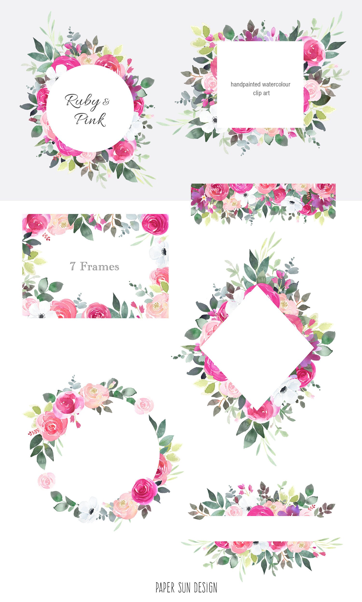 Watercolor Clipart Hand painted watercolour floral borders | Etsy