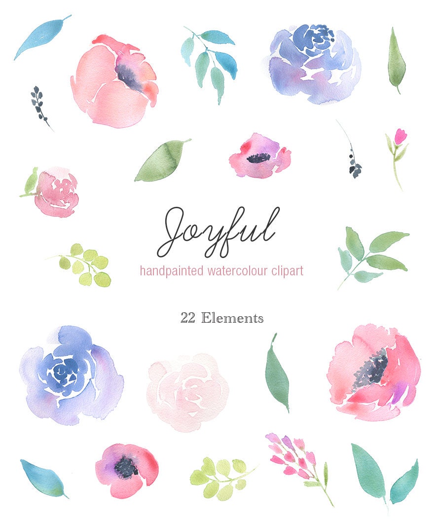 Watercolour Clipart Joyful Rose Flower Border Floral Clip - Etsy