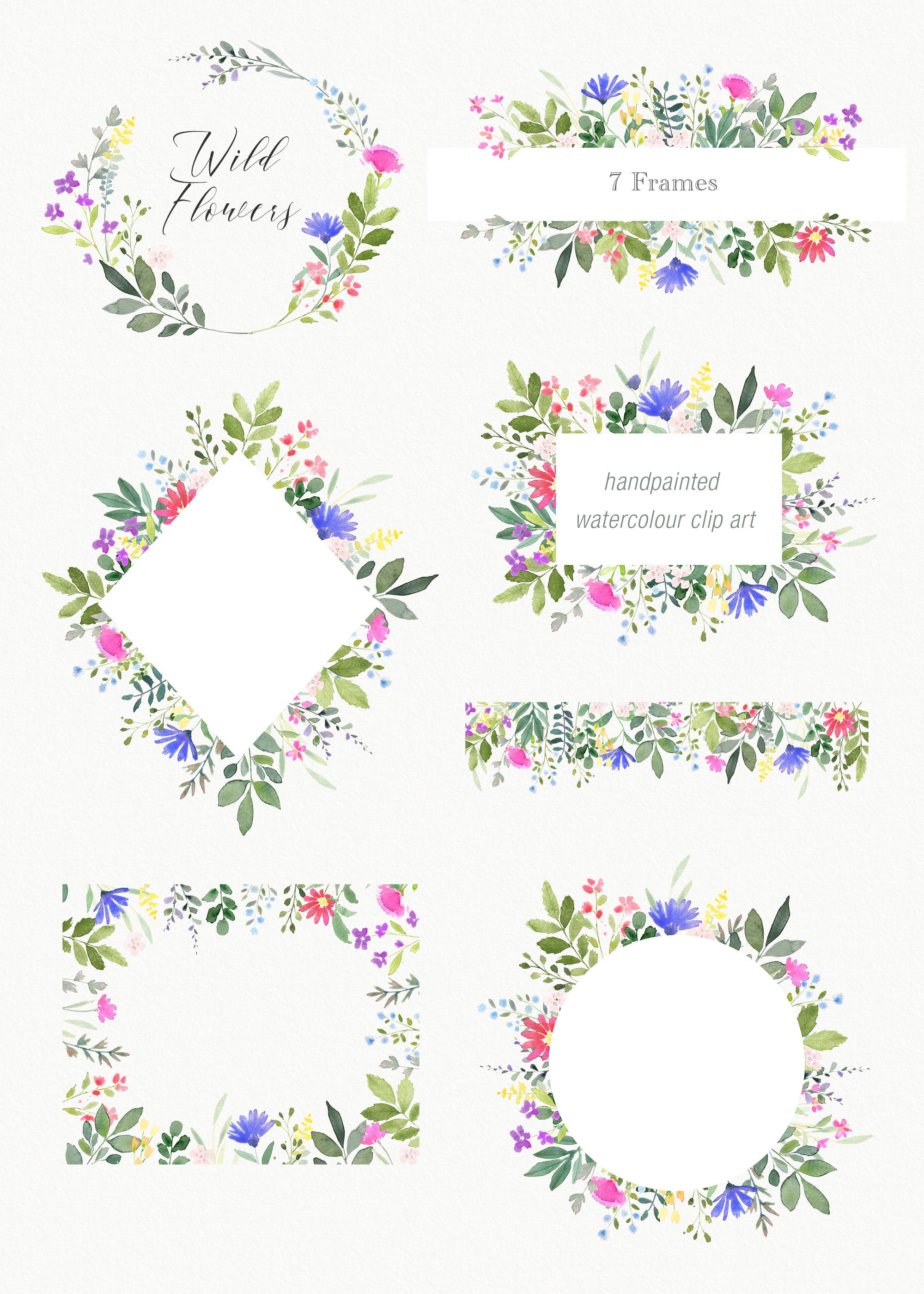 Wildflower Clipart Bundle, Wildflower Watercolour Clipart, Watercolor ...