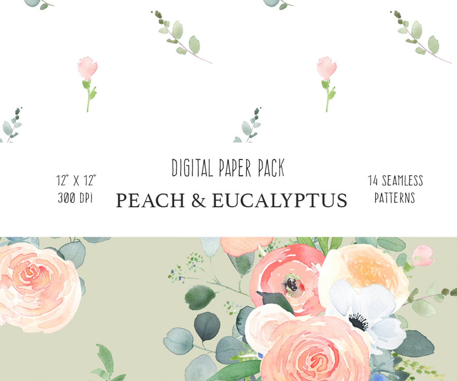 Floral Digital Paper Watercolor Floral Background Floral - Etsy