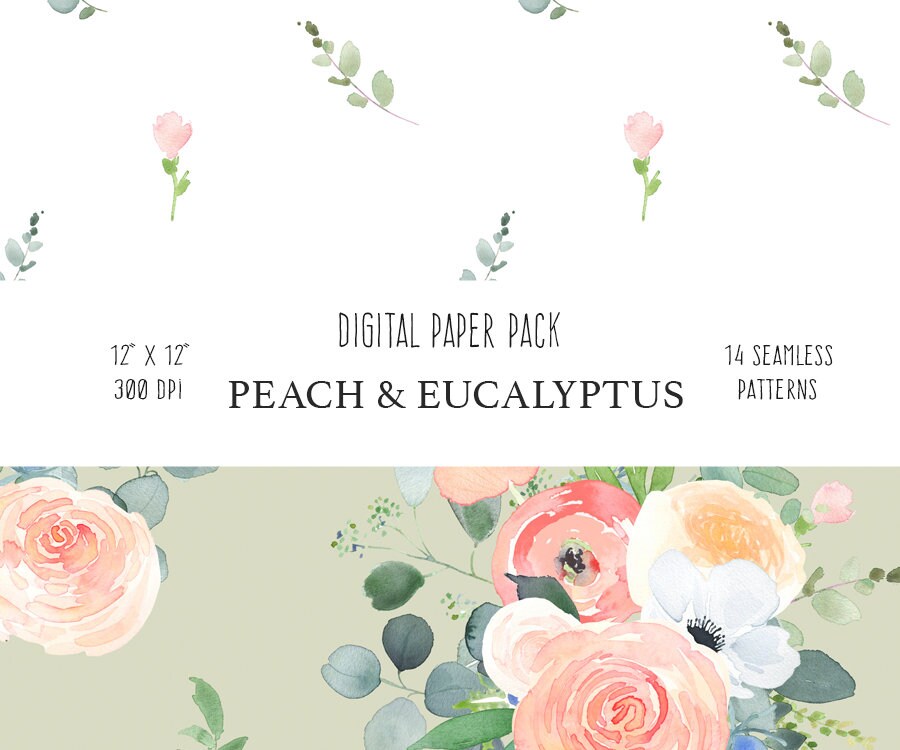 Floral Digital Paper Watercolor Floral Background Floral - Etsy