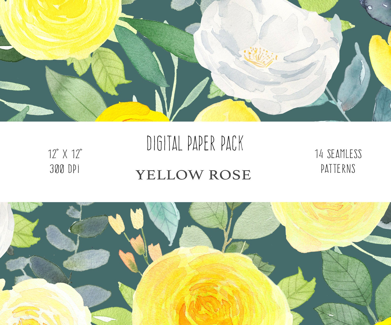 Digital Paper Floral Digital Paper Yellow Rose Repeat - Etsy