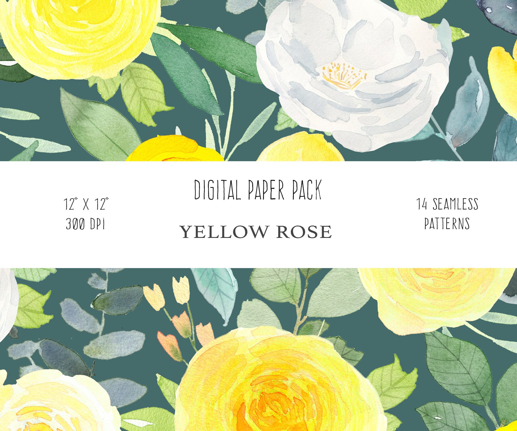 Digital Paper Floral Digital Paper Yellow Rose Repeat - Etsy