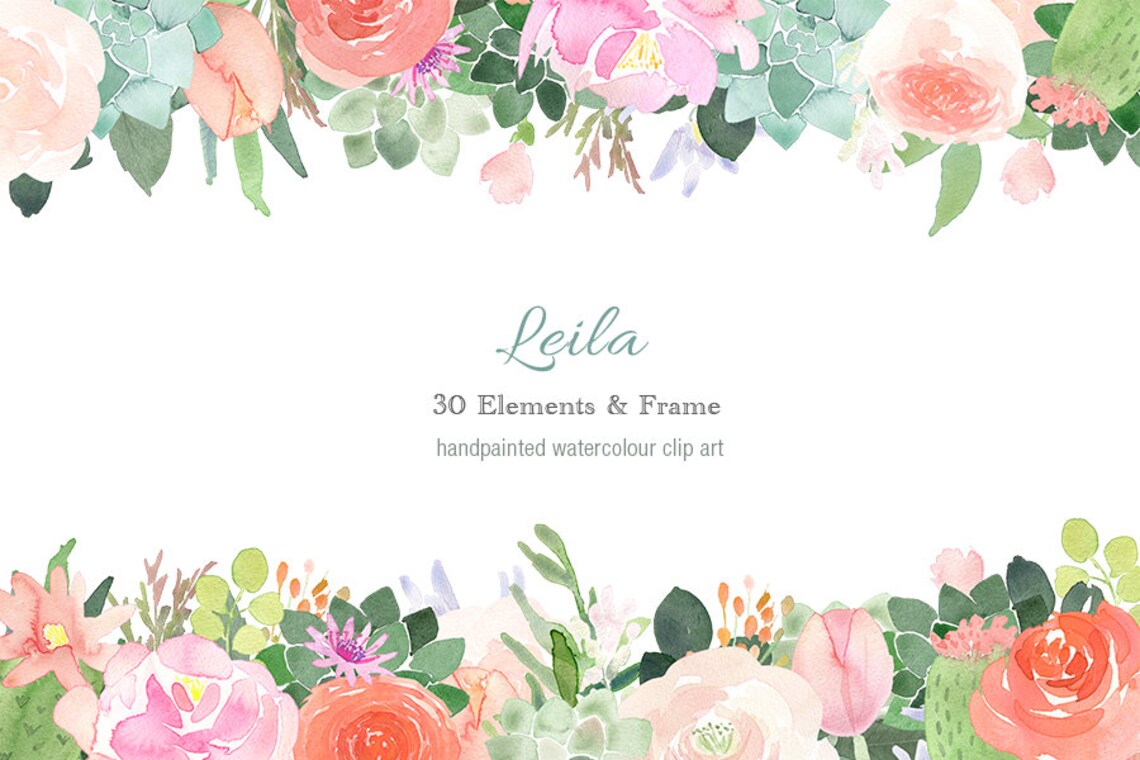 Floral Drop - Flower Clipart, Watercolor Clip Art, Succulents Elements ...
