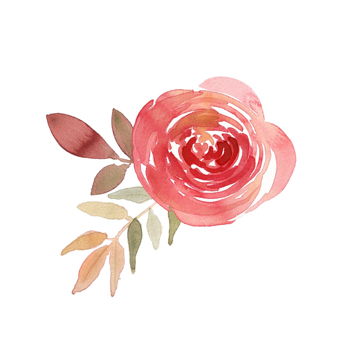 Fall Bouquet Clipart Rusty Rose Clip Art Floral Watercolor - Etsy