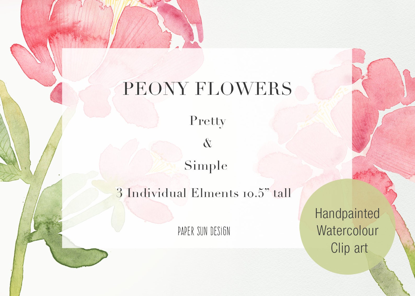 Large Peony Clip Art Pink Peonies Watercolor Clip Art Floral - Etsy