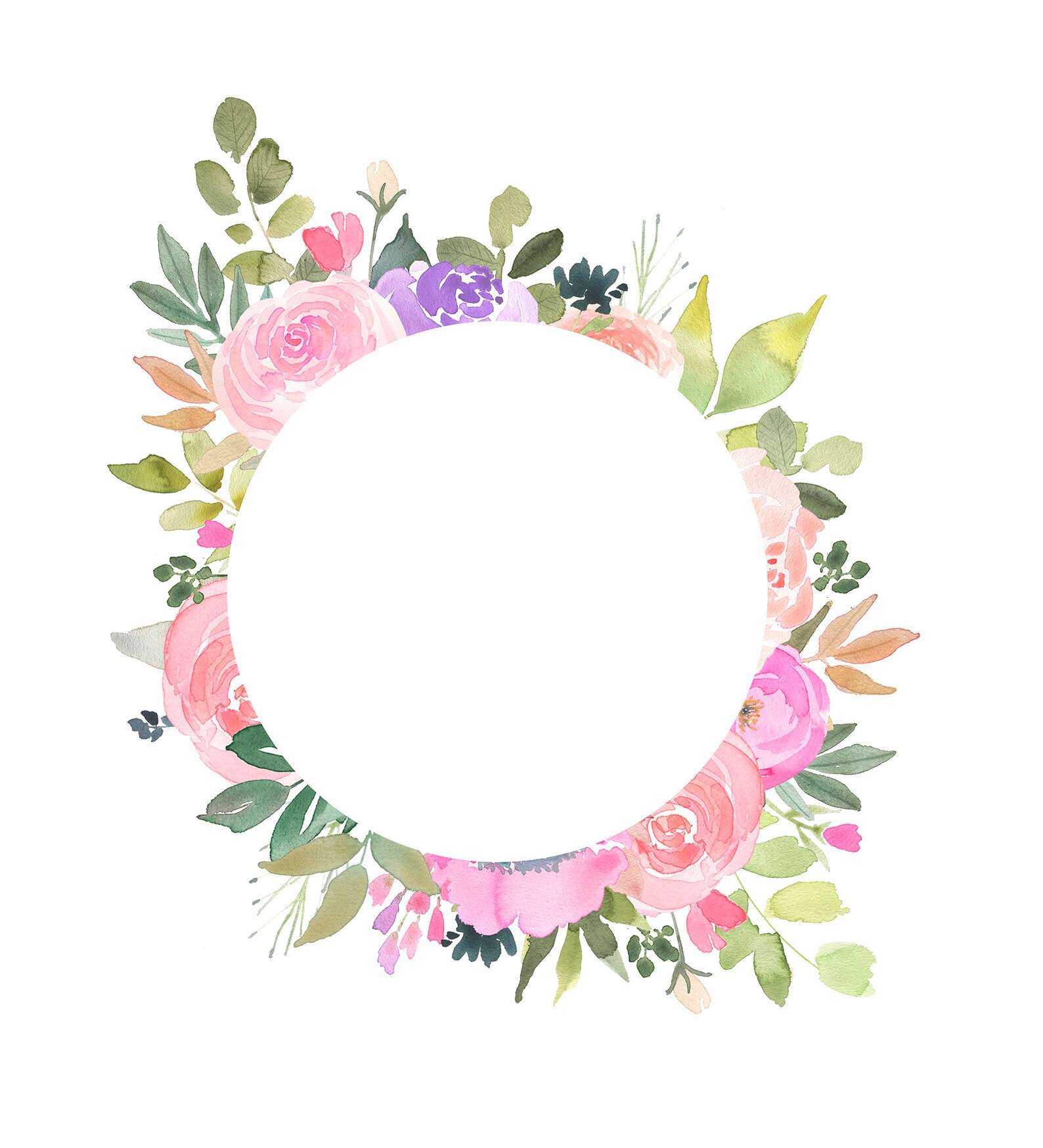 Floral Frame Clipart Watercolour Flower Clip Art Borders and | Etsy