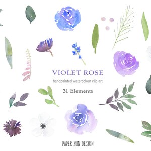 Violet Roses Floral Drop - Digital Scrapbooking Clipart, Purple ...