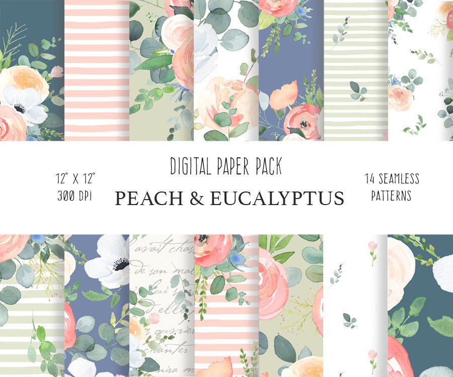 Floral Digital Paper, Watercolor Floral Background, Floral Scrapbooking ...