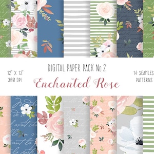 Seamless Digital Paper, Floral Pattern, Roses Anemones, Enchanted Rose ...