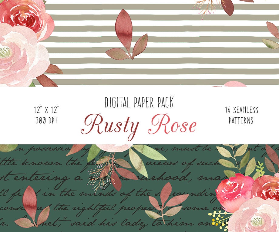 Digital Paper Watercolor flowers Repeat Floral Pattern | Etsy