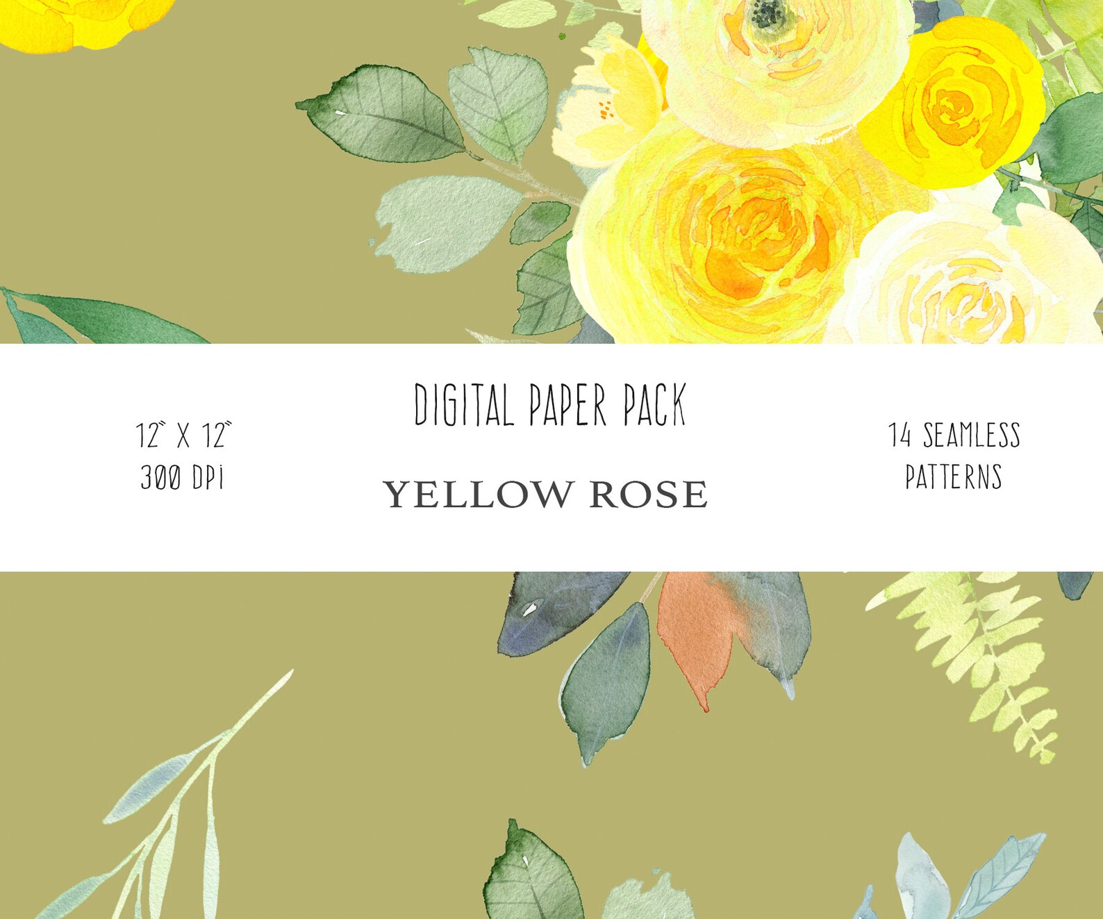 Digital Paper Floral Digital Paper Yellow Rose Repeat - Etsy