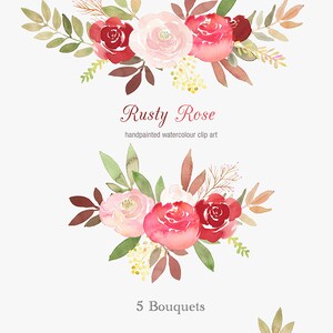 Hand Painted Floral Clipart - Rusty Roses, Autumn Flowers, Floral PNG ...