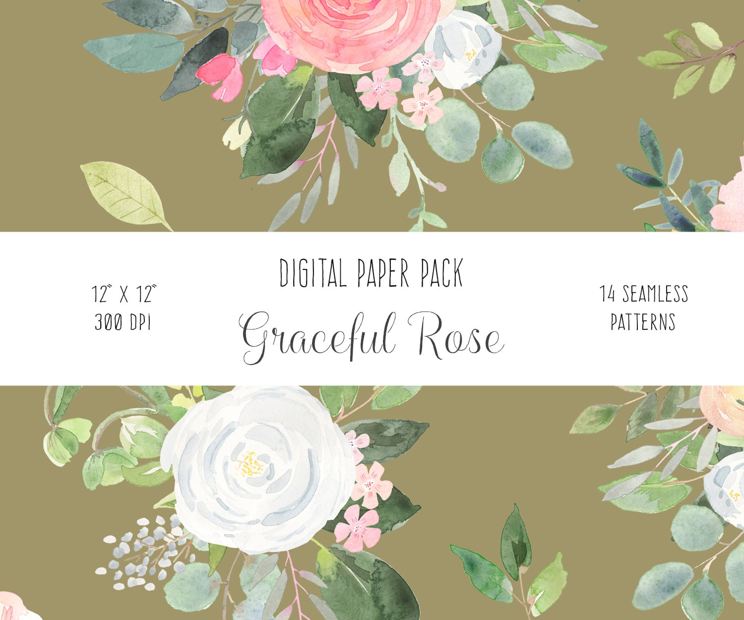 Digital Floral Paper Pack 14 Seamless Patterns of Pink and - Etsy