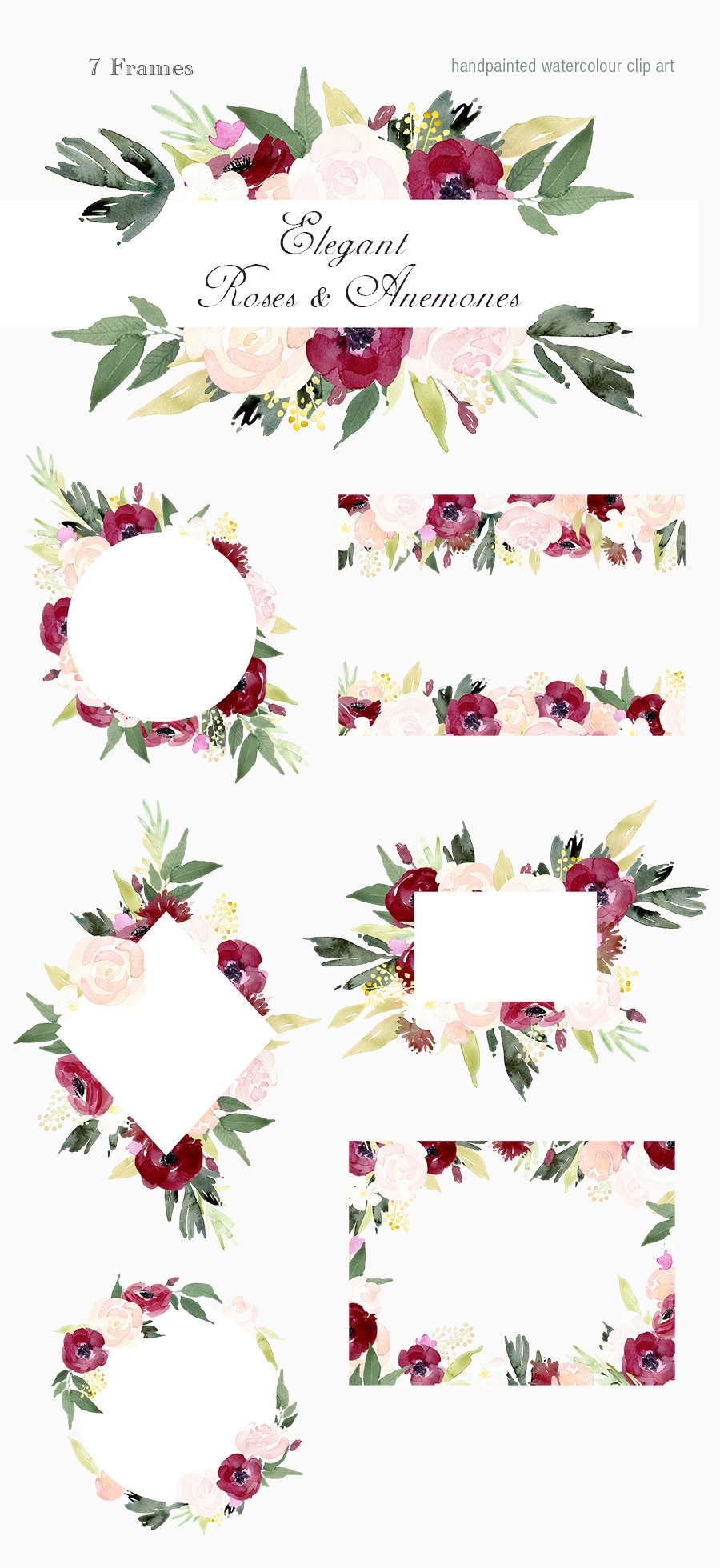 Flower Border Clip Art Rome Burgundy Pink Floral Border Stock